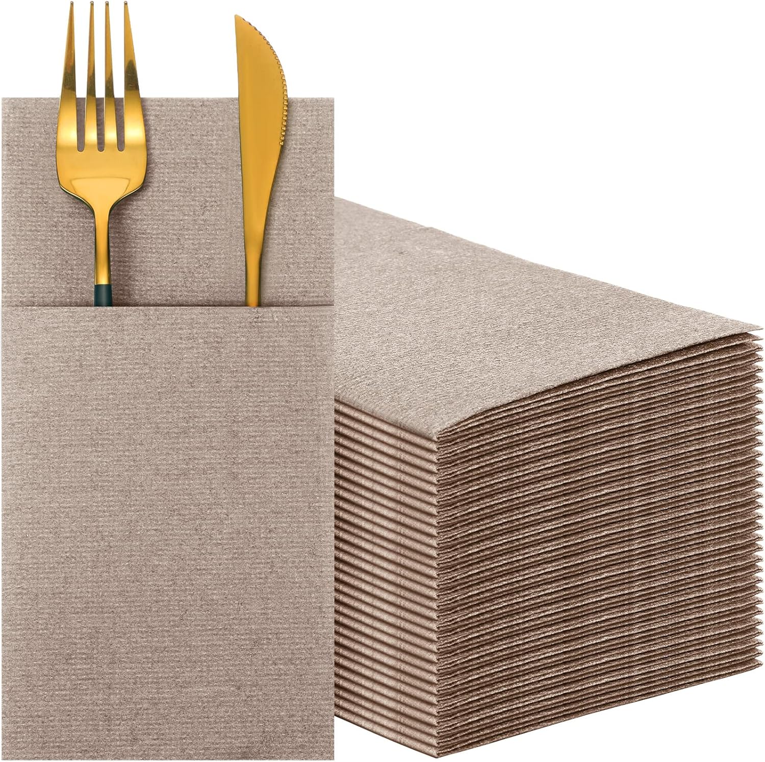 Amazon.com: Cindeer 150 Pcs Wood Color Linen Dinner Feel napkins with ...