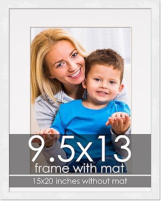 Amazon.com - 10x15 Frame with Mat - White 12x17 Frame Wood Made to ...