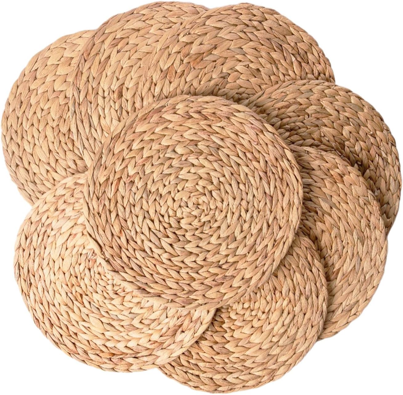 Amazon.com: Laquedecraft 13" Set of 8 Round Water Hyacinth Placemats ...