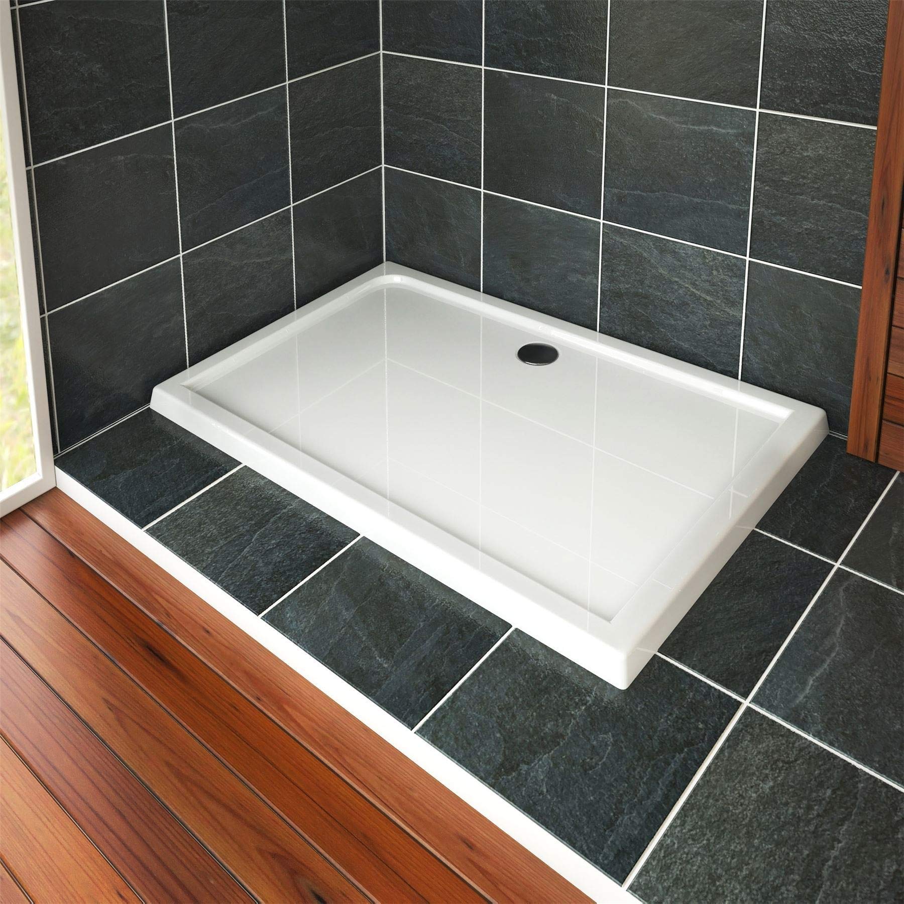 Rectangular 1300 x 800mm Shower Tray Pearlstone for Shower Enclosure ...