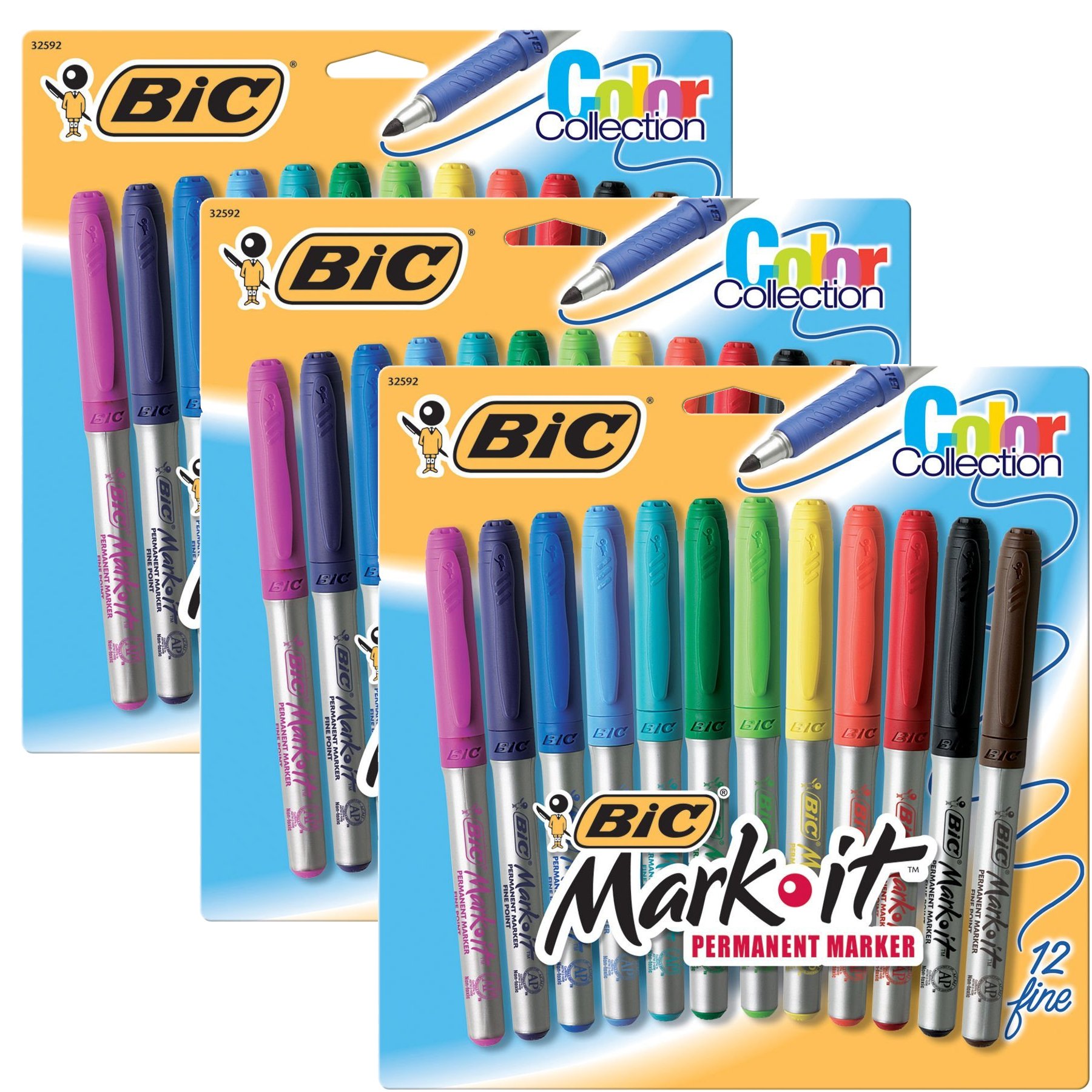Amazon.co.jp: Bic Usa Inc BicマークIt Permanent 12 / CT Fine GPMAP12-AST ...
