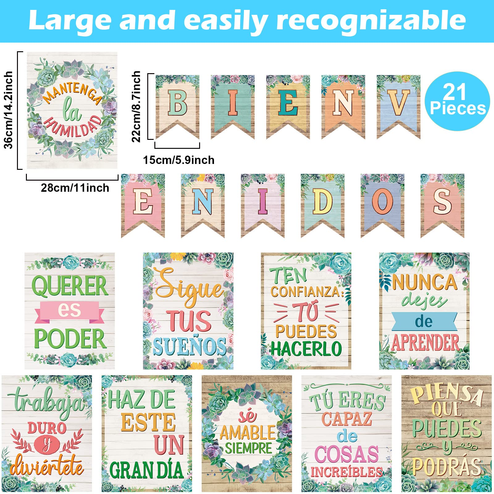 Snapklik.com : 21 Pieces Bienvenidos Inspirational Spanish Posters ...