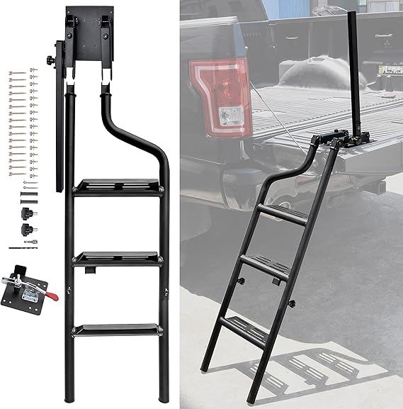 Amazon.com: POKIAUTO 45" Foldable Pickup Truck Tailgate Ladder with ...