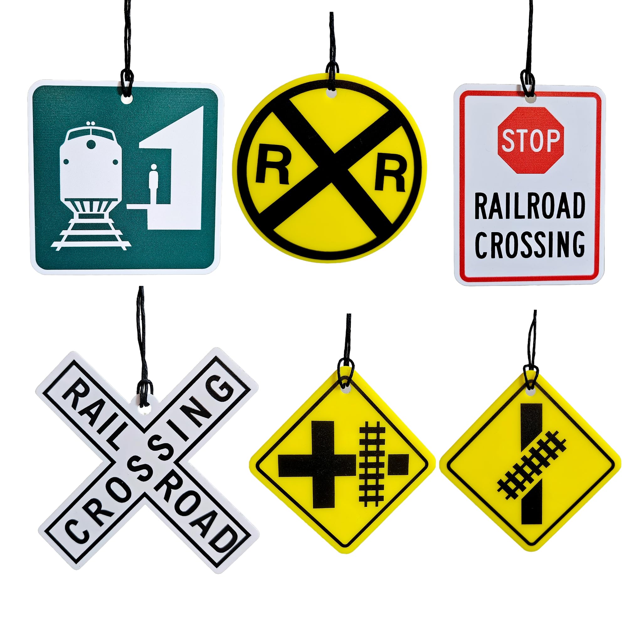 Amazon.com : Set Of 6 Train Sign Ornaments - Realistic Acrylic Designs ...