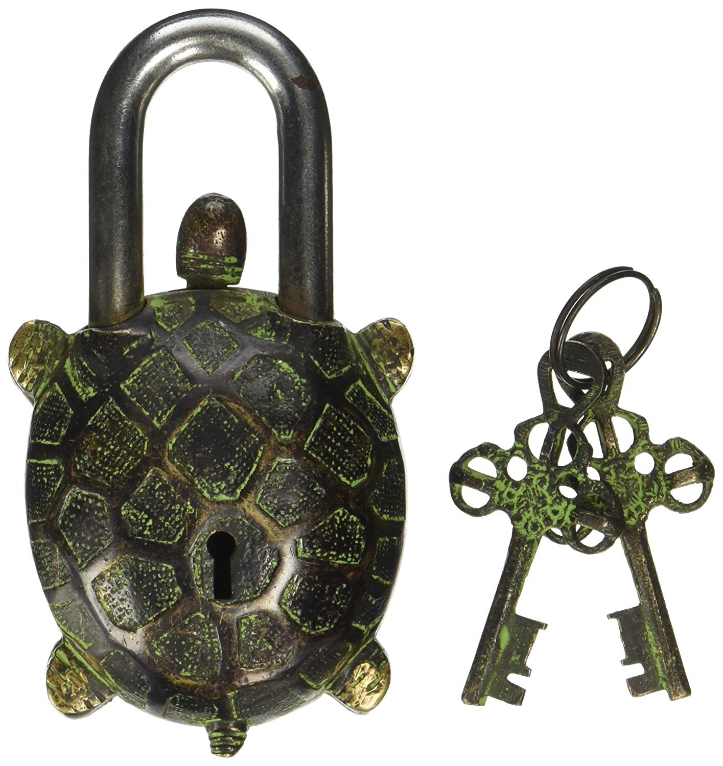 PARIJAT HANDICRAFT Turtle Monastery Lock - Solid Brass with Antique ...