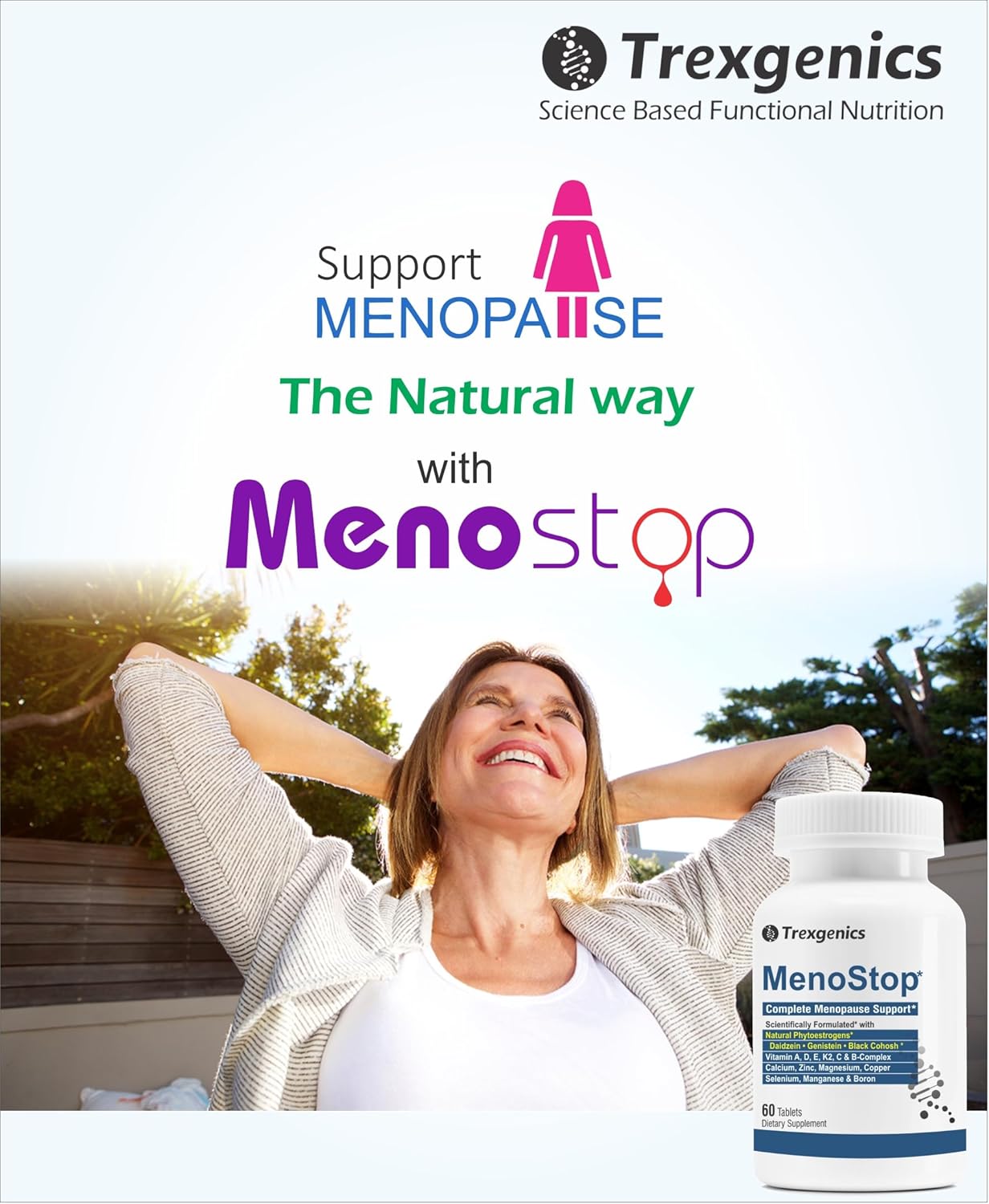 Trexgenics MENOSTOP Apoyo completo para la menopausia con isoflavonas ...