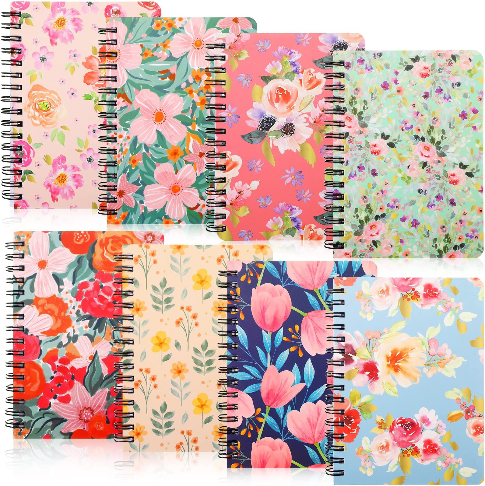 Amazon.com : Sherr 8 Pack Spiral Notebook Floral Journal for Women A6 4 ...