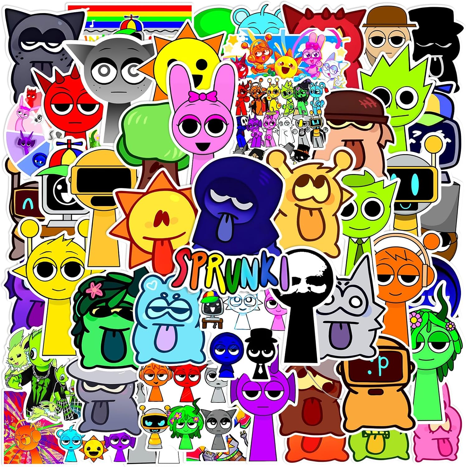 Amazon.com: Sprunki Stickers for Kids 50Pcs Cartoon Game Sticker Pack ...