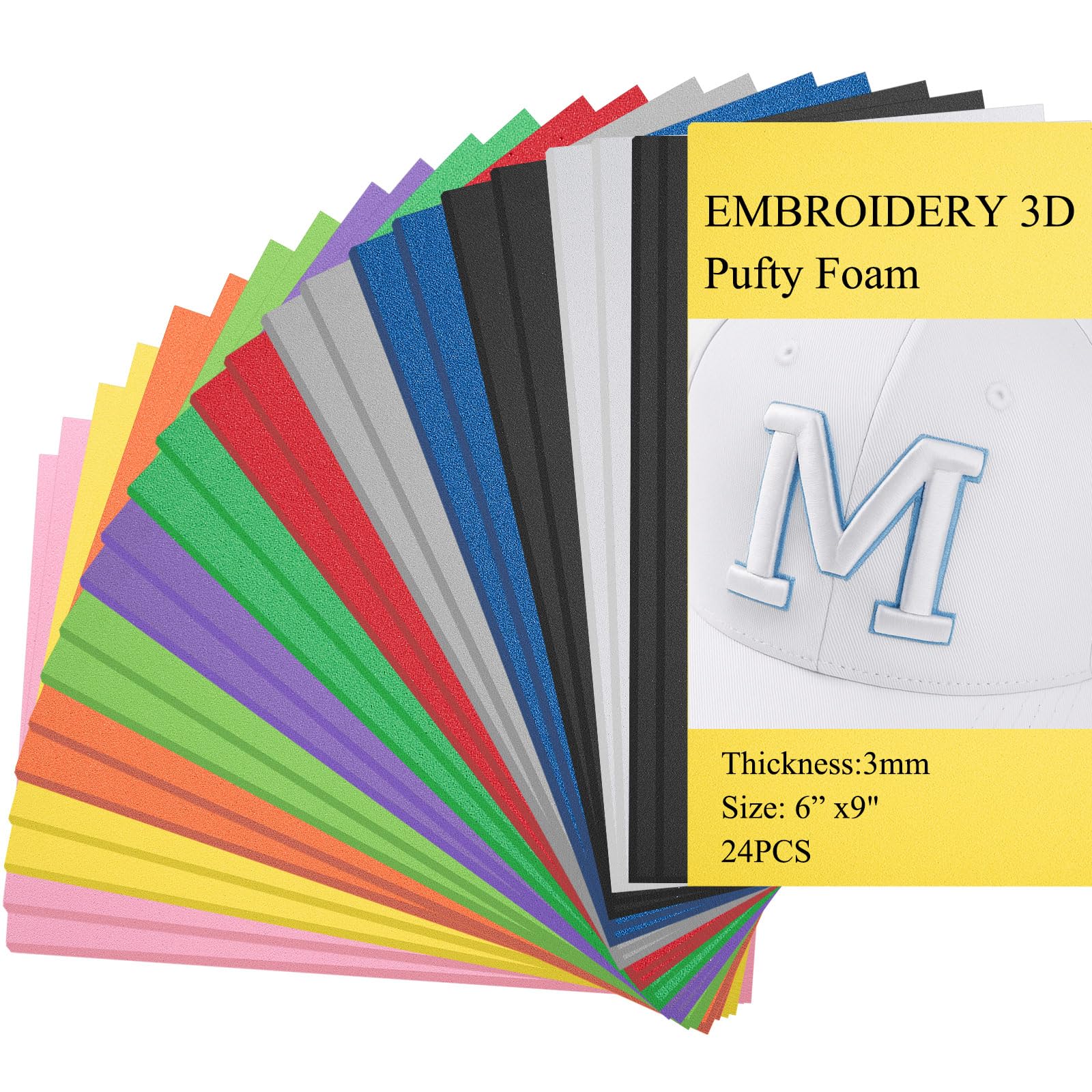 Snapklik.com : Treela 24 Pcs 3 Mm 3D Embroidery Foam 6" X 9" Puffy Foam ...
