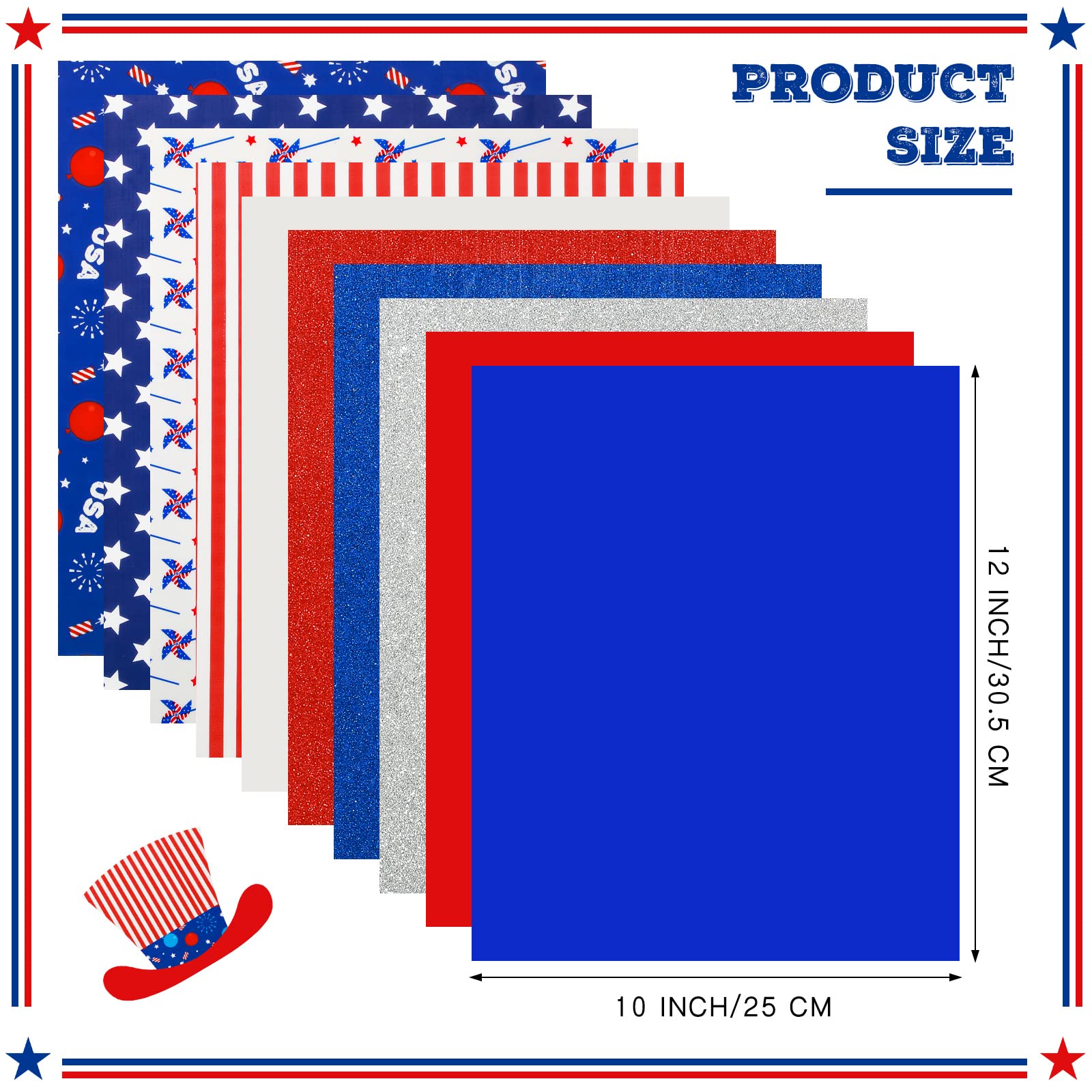 Snapklik.com : Honoson 10 Sheets Patriotic Heat Transfer Vinyl 10 X 12 ...