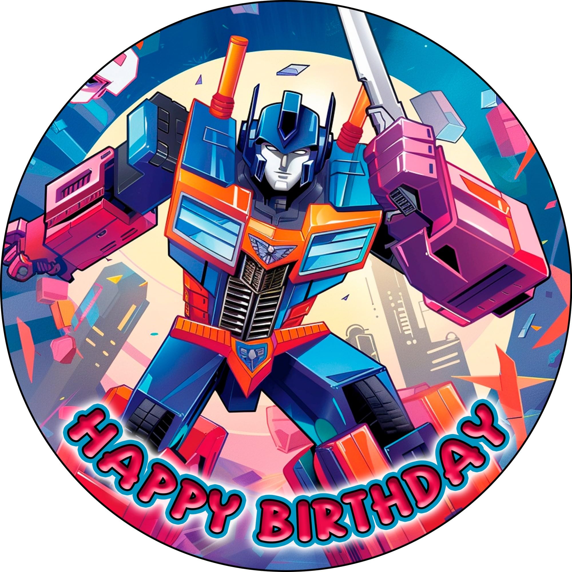 Amazon.com: 7.5x Inch Edible Cake Toppers – Robot Hero Adventure Themed ...