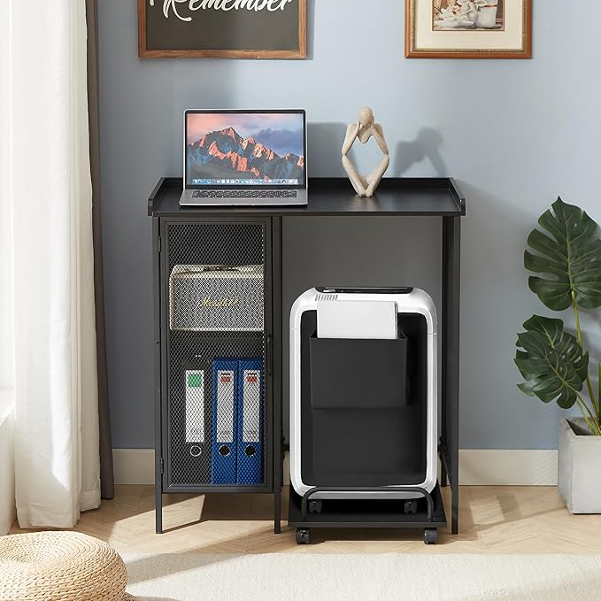 Amazon.com: VECELO File Cabinet with Paper Shredder Stand On Wheel ...