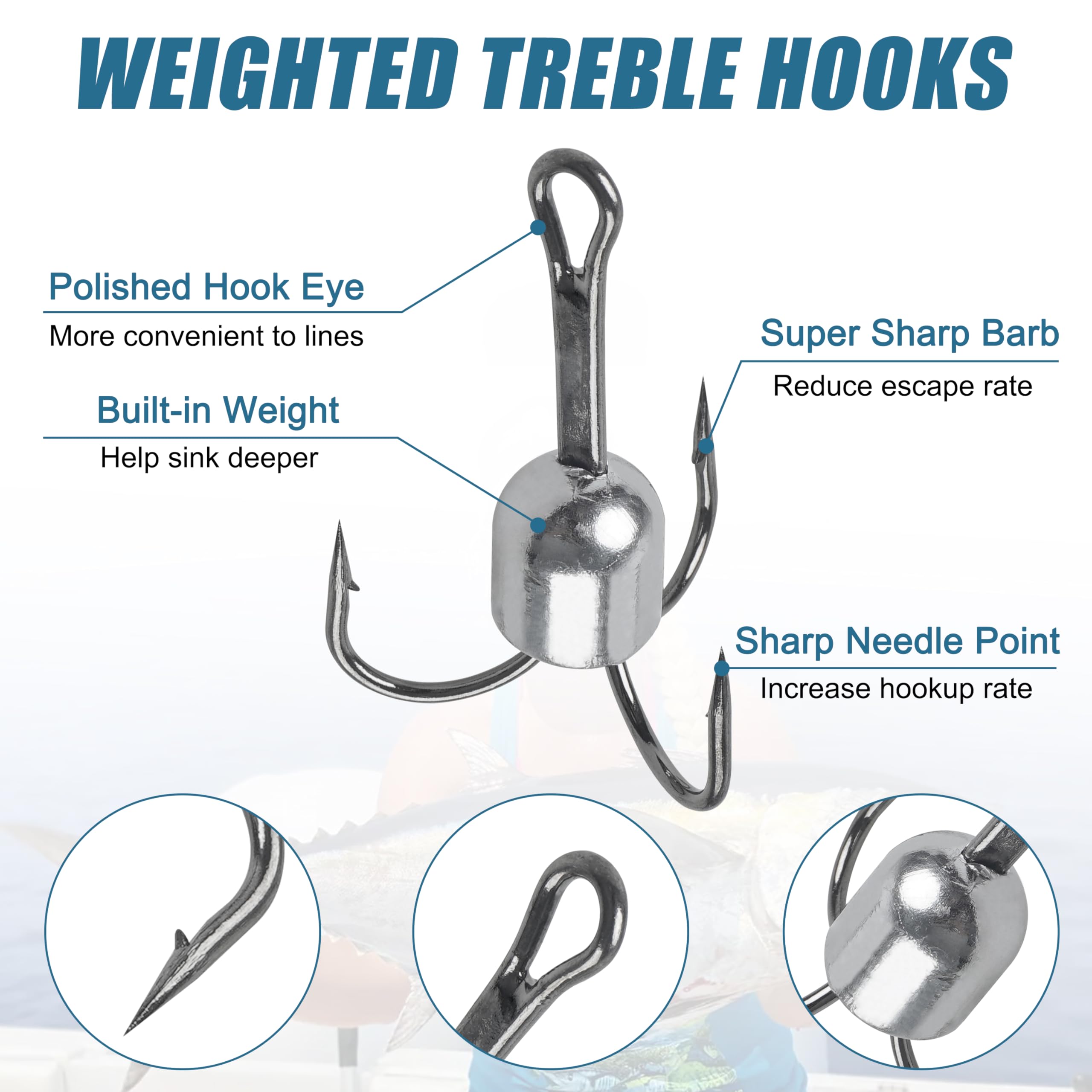 Snapklik.com : Snagging Hooks Snagging Weighted Treble Hooks 5pcs Large ...