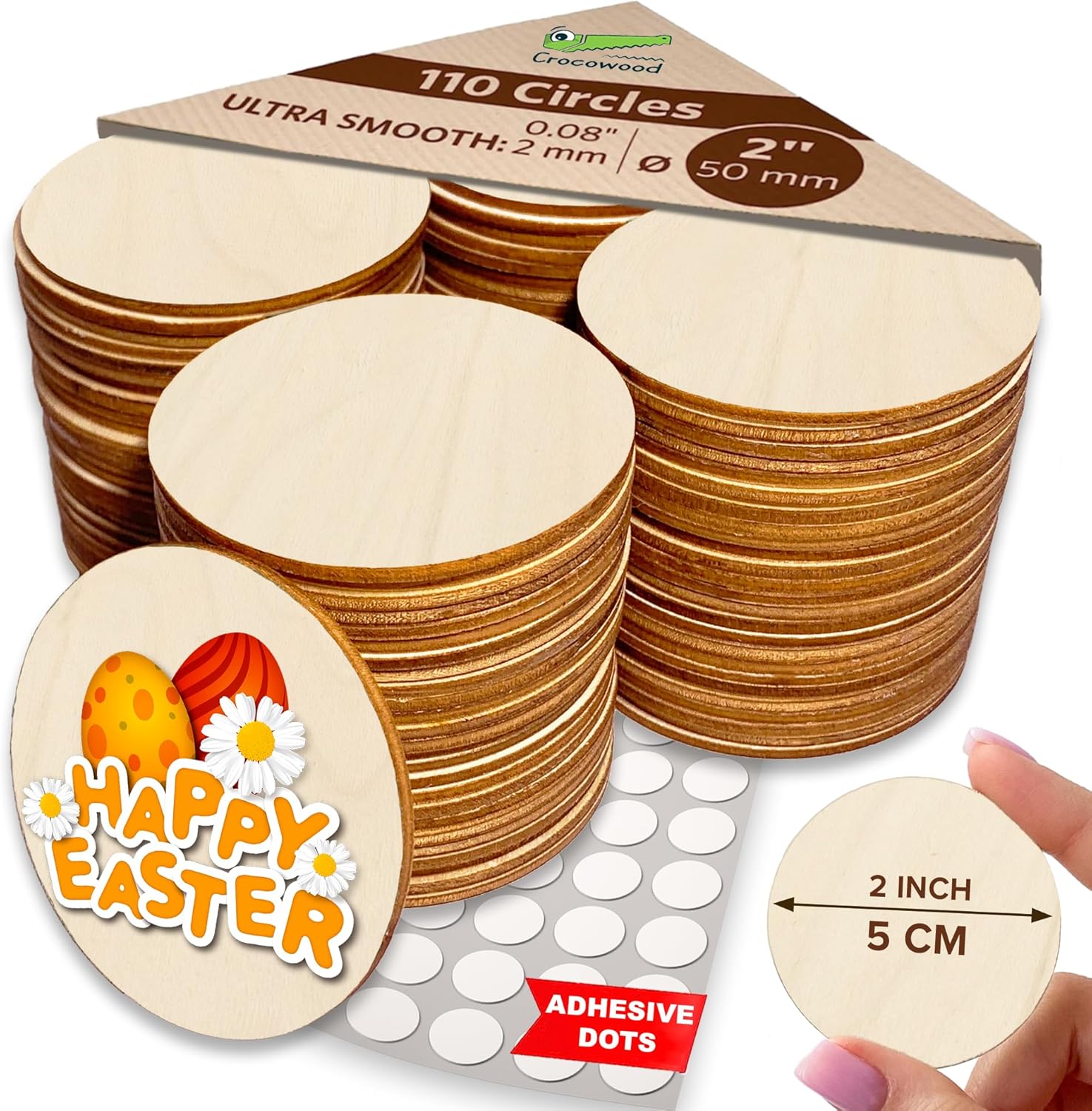 110 Blank Wooden Circles - 5cm Unfinished Wood Circles for Crafts, Home ...