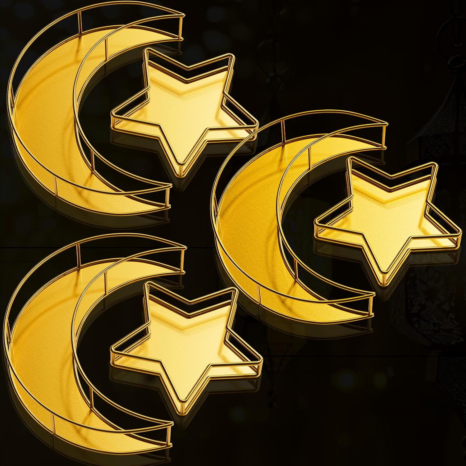 Amazon.com: Kenburg 6 Pcs Moon Star Shaped Trays, Metal Ramadan ...