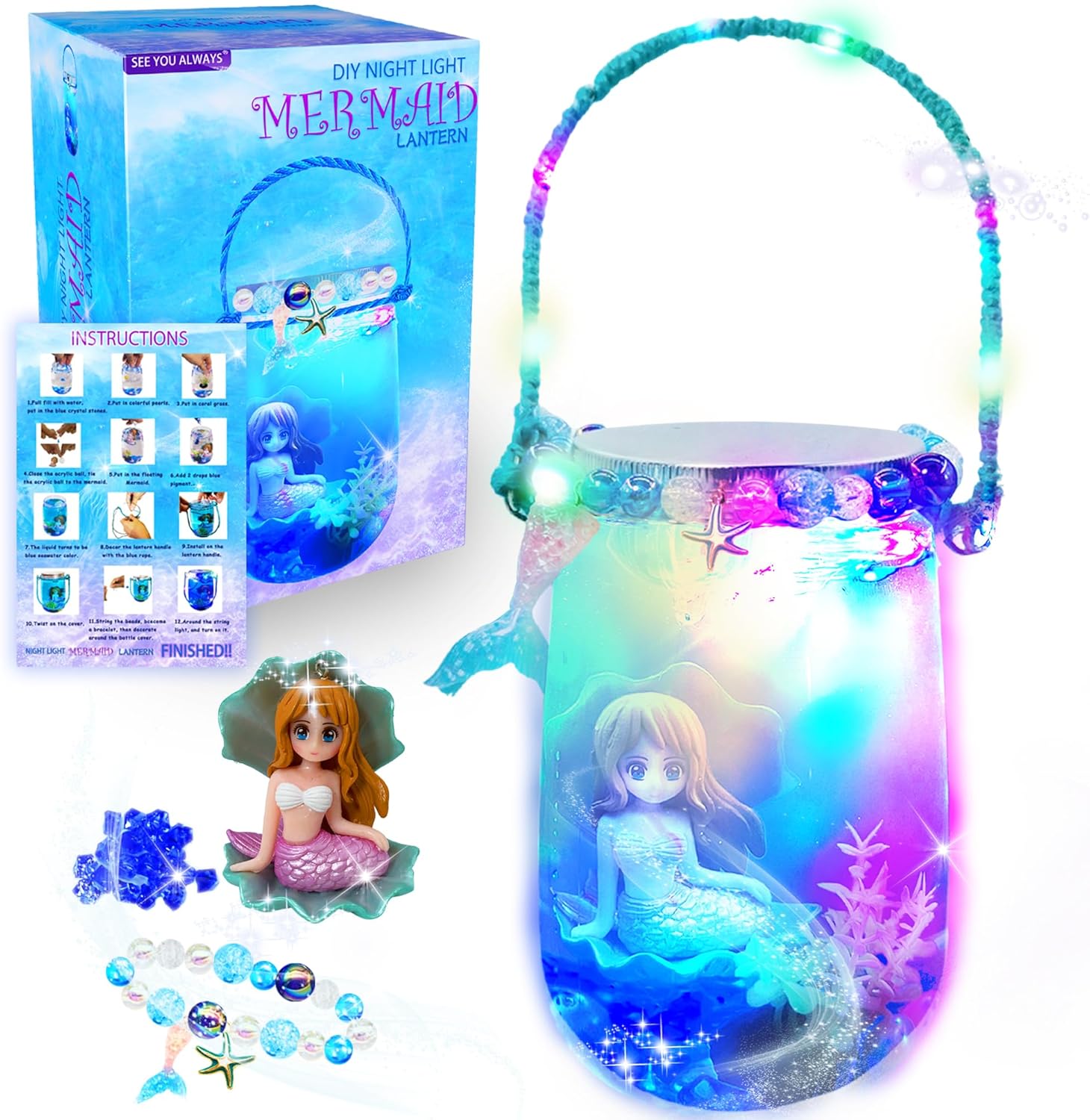 Amazon.com: DIY Mermaid Toy Lantern Night Light Craft Kits - Floating ...