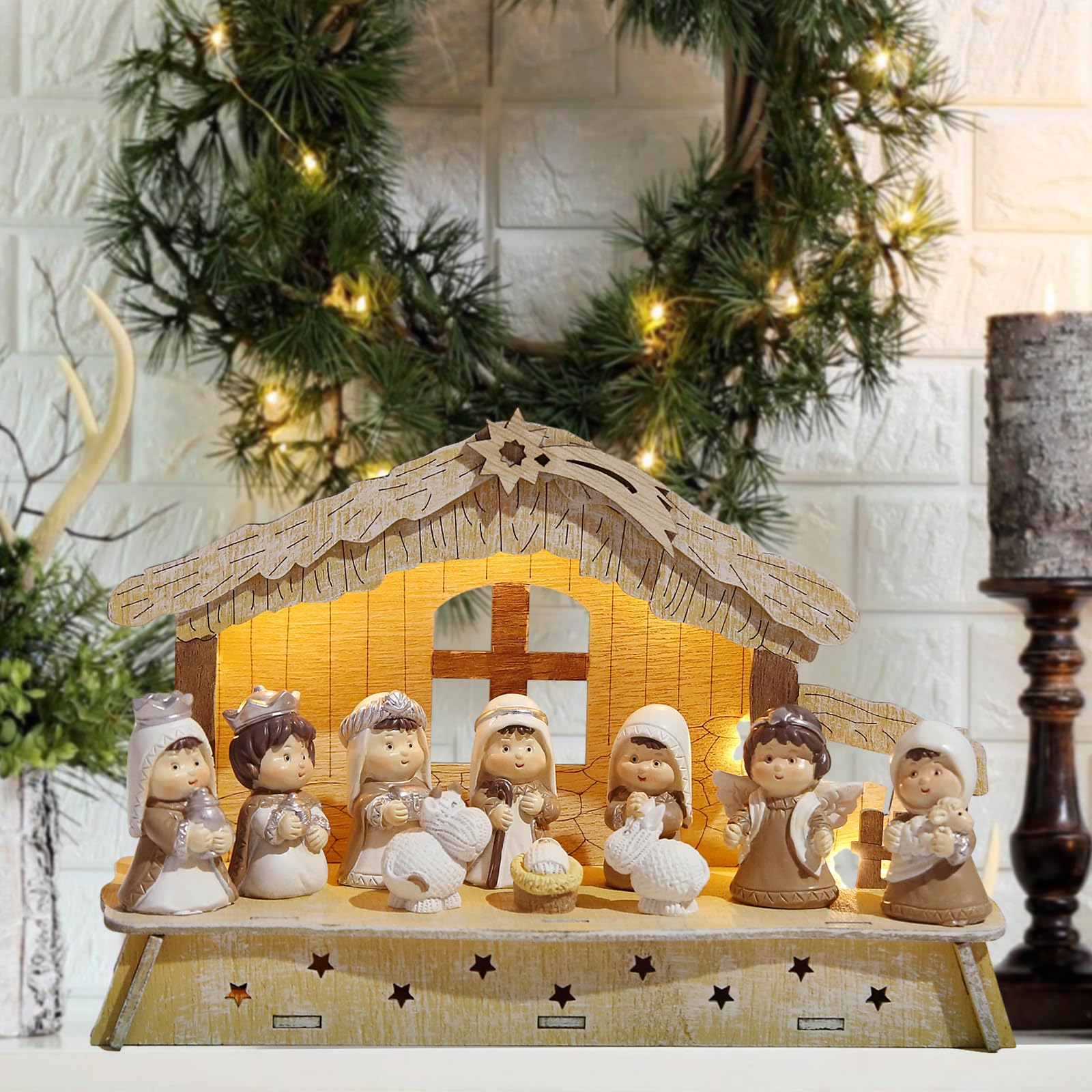 Rope Light Nativity Outdoor Christmas Decorations Home Accents Holiday