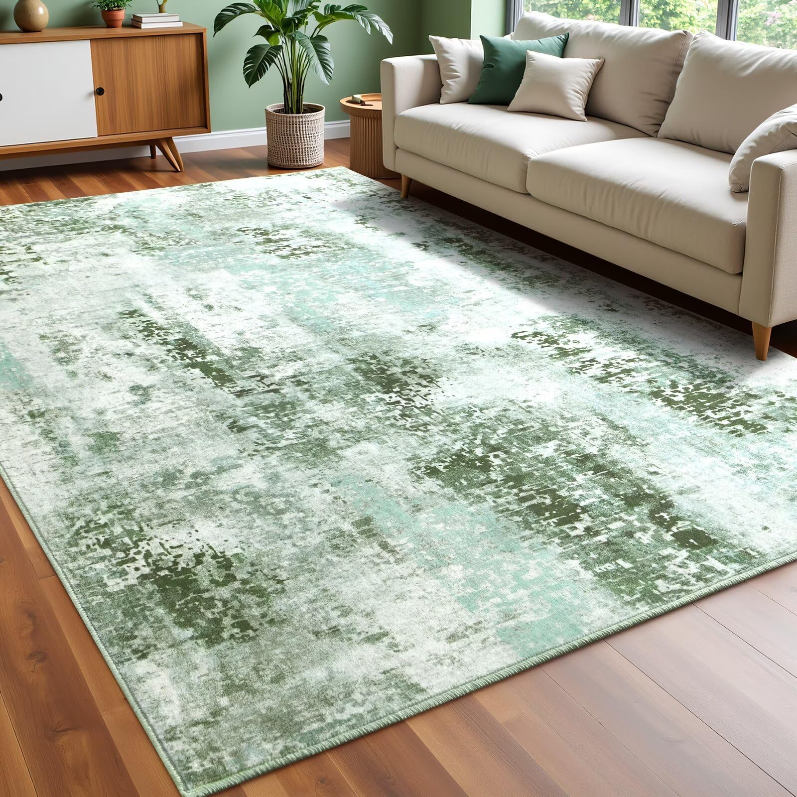 Macgace Modern Abstract Rugs for Living Room, 3'x5' Machine Washable ...
