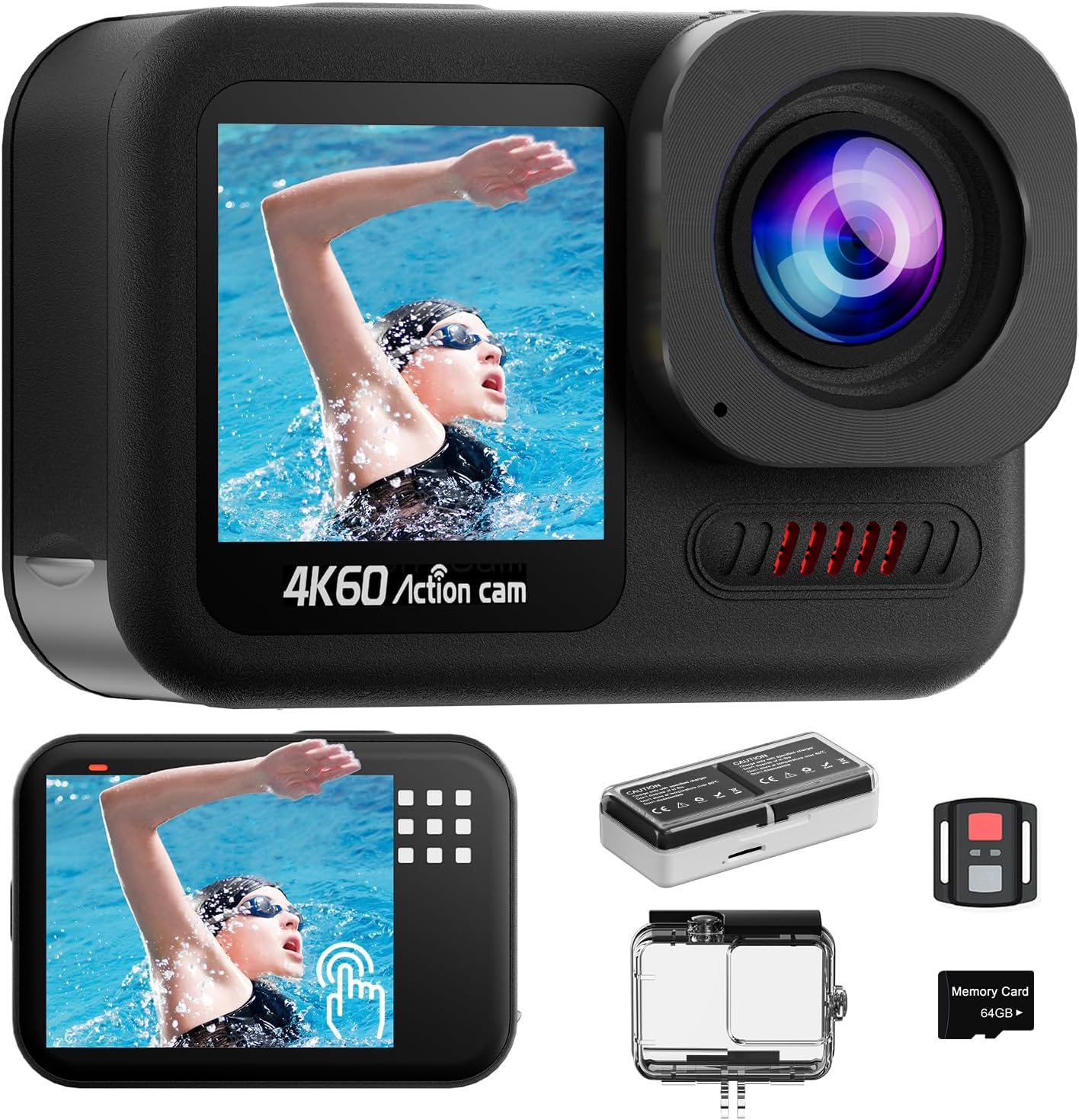 Amazon.com : Camlance 4K60FPS Waterproof Action Camera,48MP 15M Bare ...
