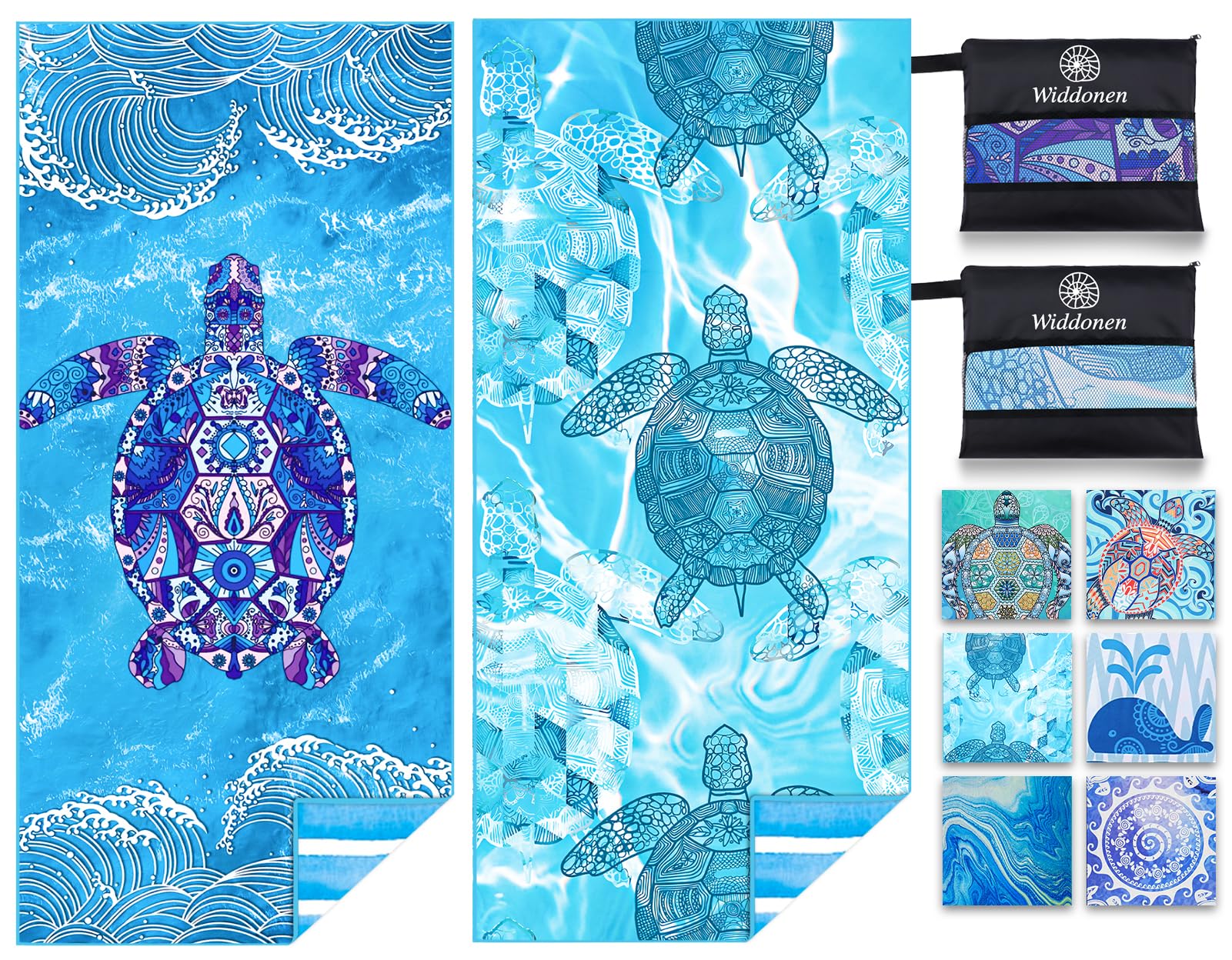 2 Pack Microfiber Lightweight Beach Towel Sand Free Quick Dry Absorbent ...