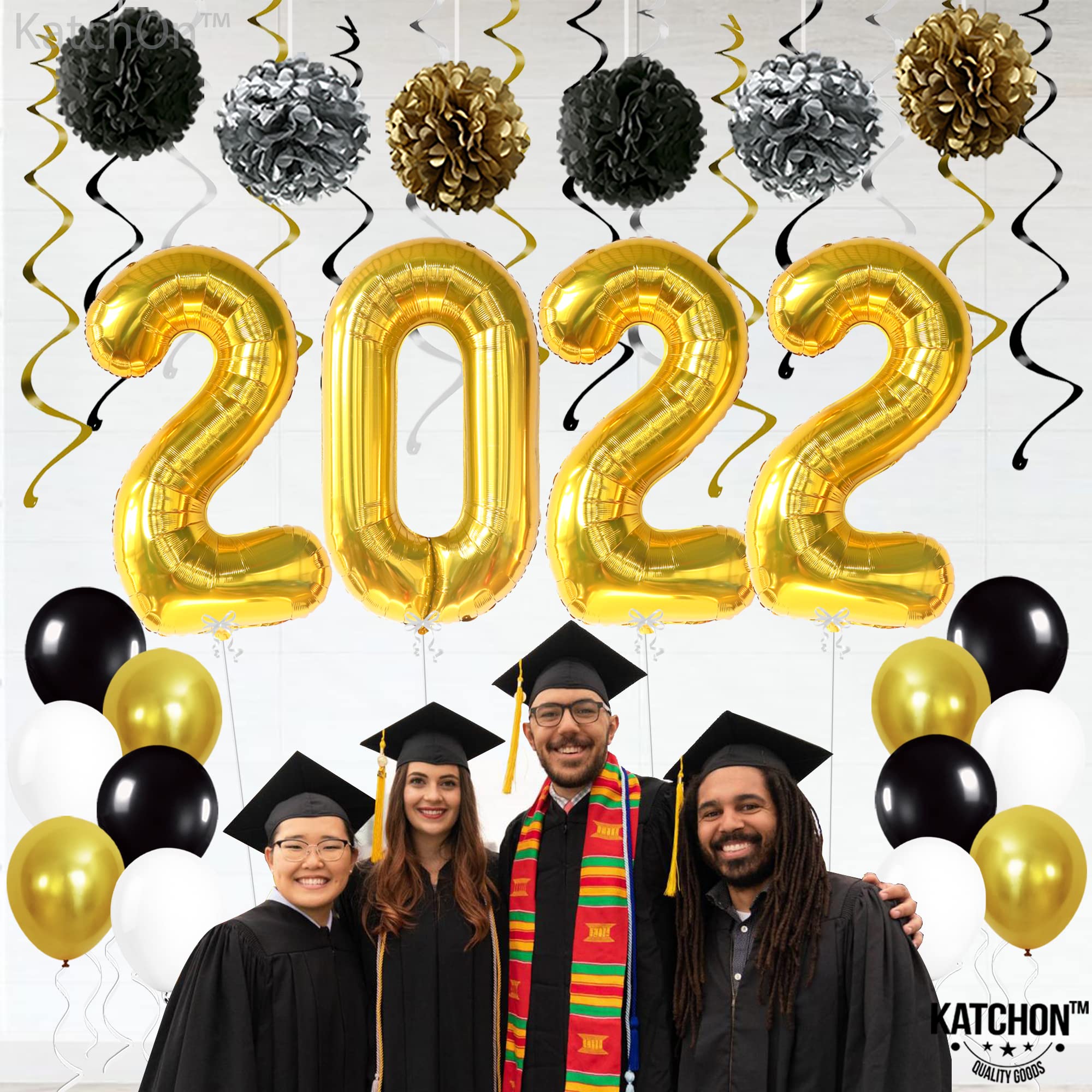 Buy Black and Gold Graduation Party Decorations 2022 - Pack of 43 ...