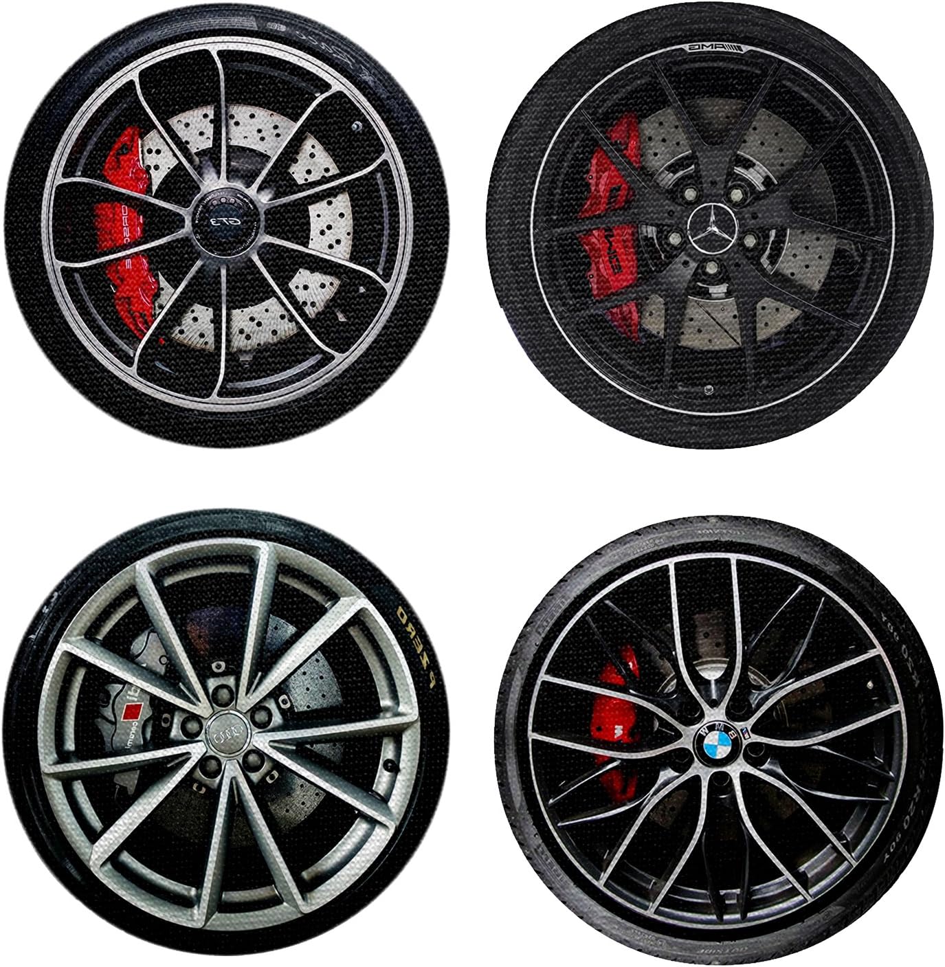 Amazon.com | Luxury Car Wheels Coaster Set- 4 Piece Set - Neoprene for ...