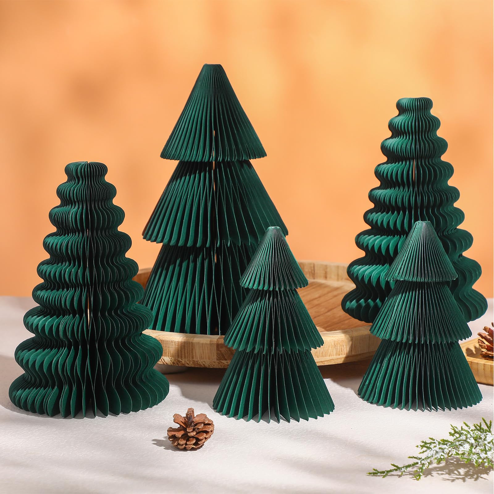 Amazon.com: 5 Pcs Christmas Trees Centerpiece Honeycomb 3D Glitter Edge ...
