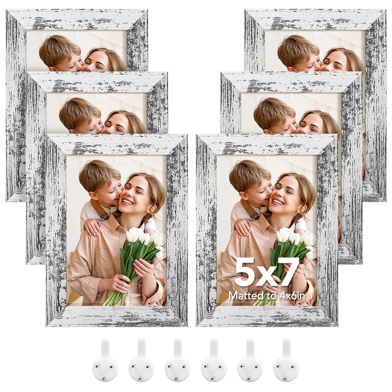 Amazon.com - SYNTRIFIC 5x7 White Picture Frames Set of 6, Photo Frame ...