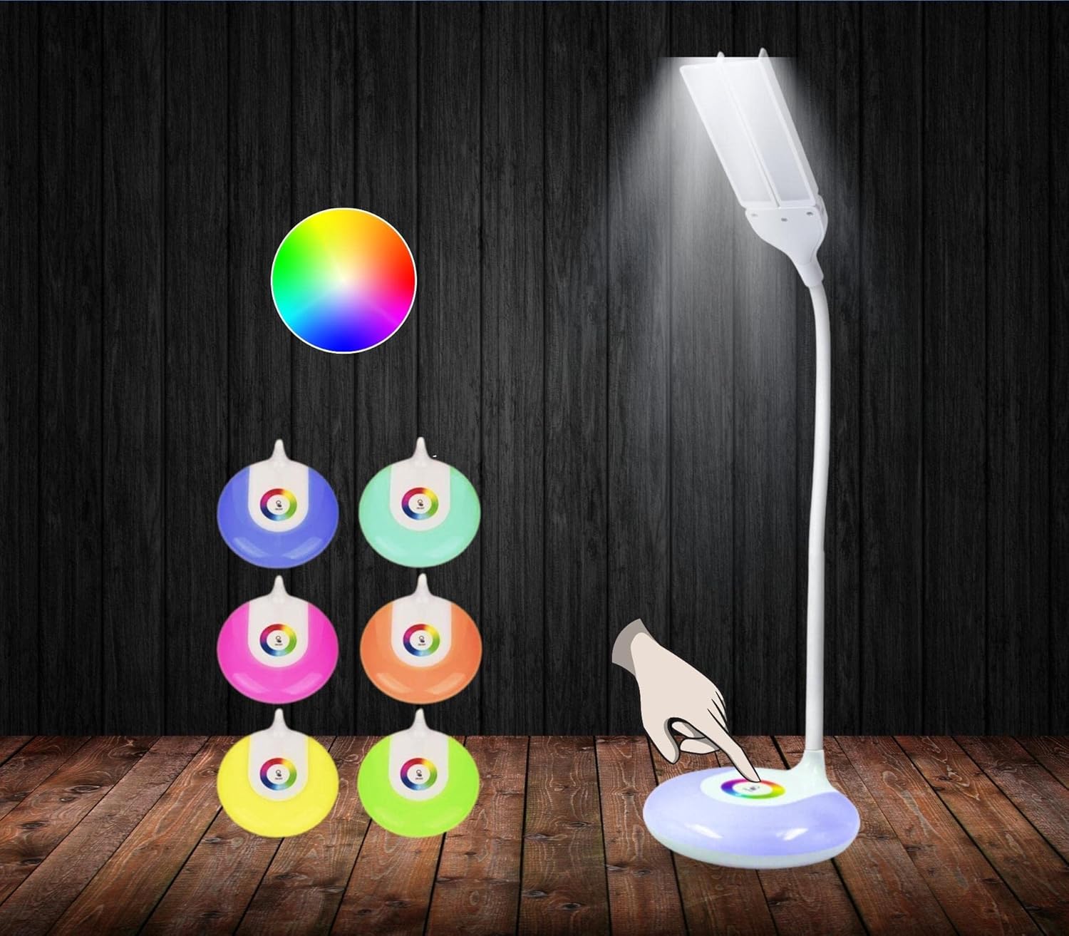 MASLED Rechargeable LED Table Light, RGB Night Light with USB Charging ...