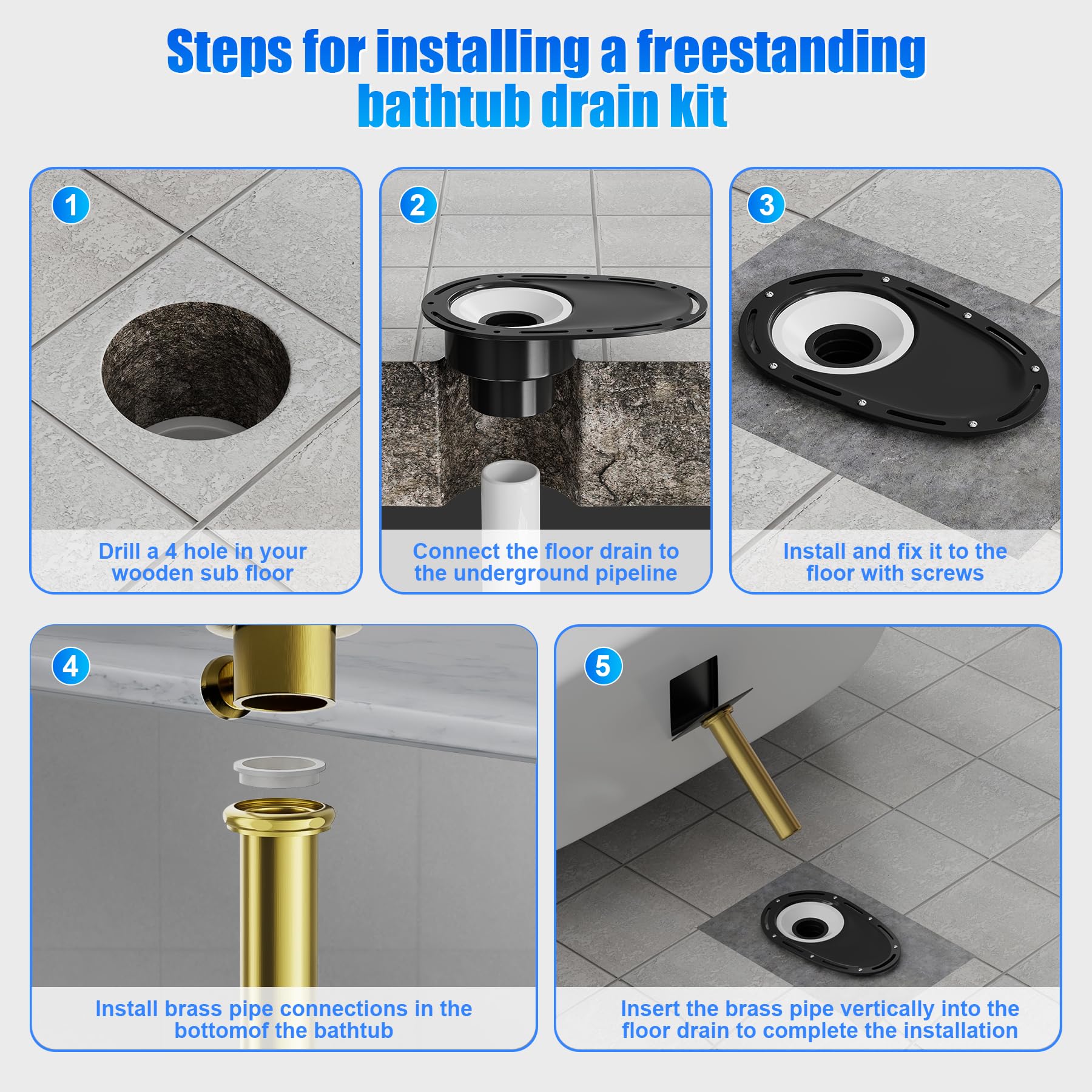 Snapklik.com : Freestanding Tub Drain Kit - Free Standing Tub Drain ...