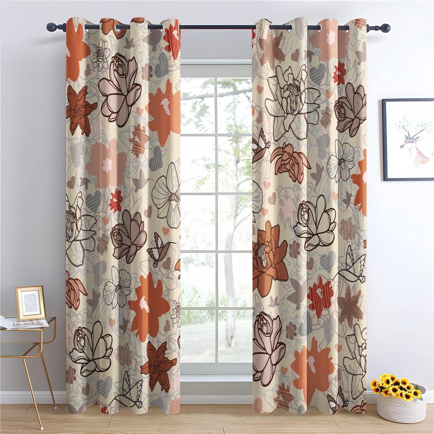 Amazon.com: Botanical Floral Curtains for Bedroom Living Room, Rustic ...