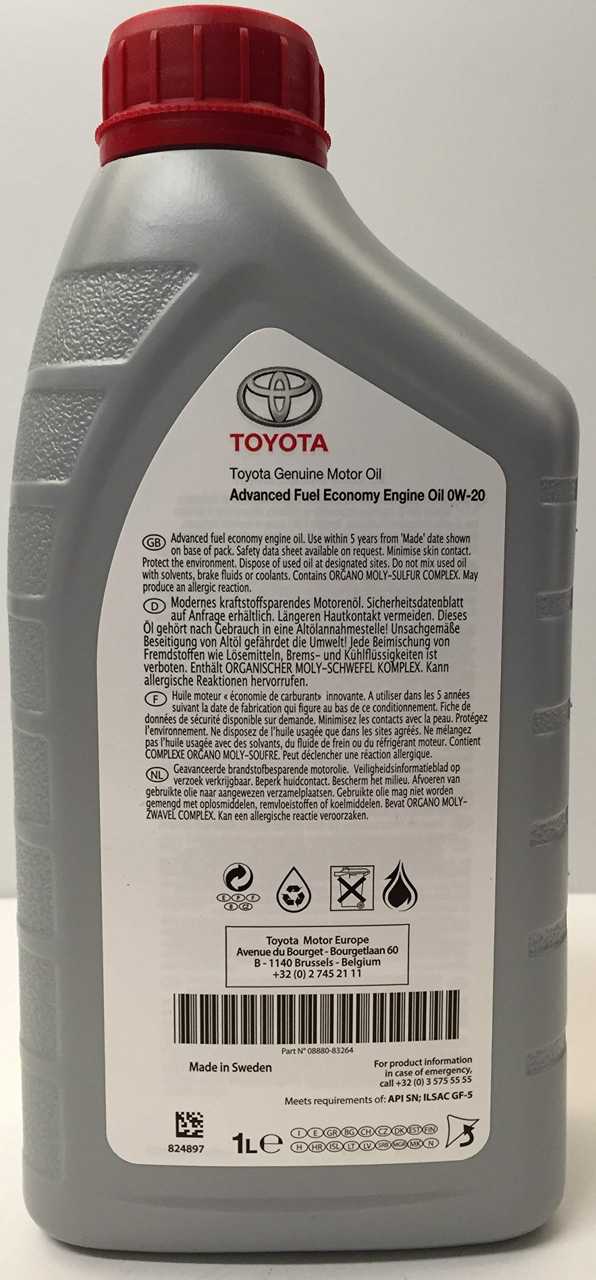 Toyota Original Synthetic Engine Oil 0W-20 Hybrid Engines, 2 Litres ...