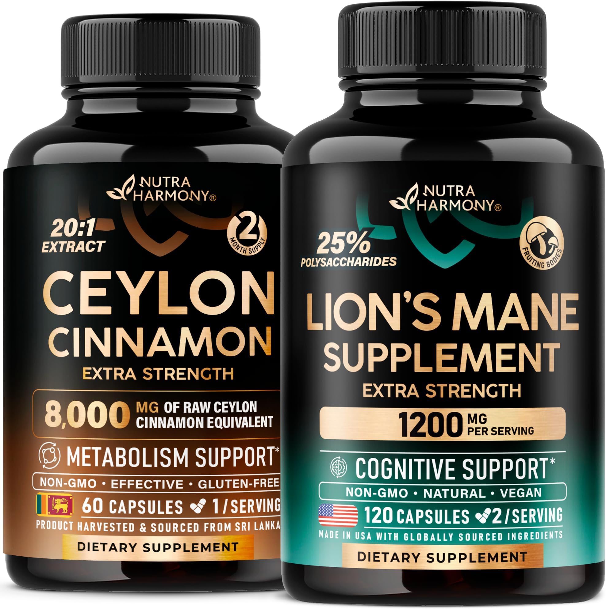 Amazon.com: NUTRAHARMONY Ceylon Cinnamon & Lions Mane Capsules : Health ...