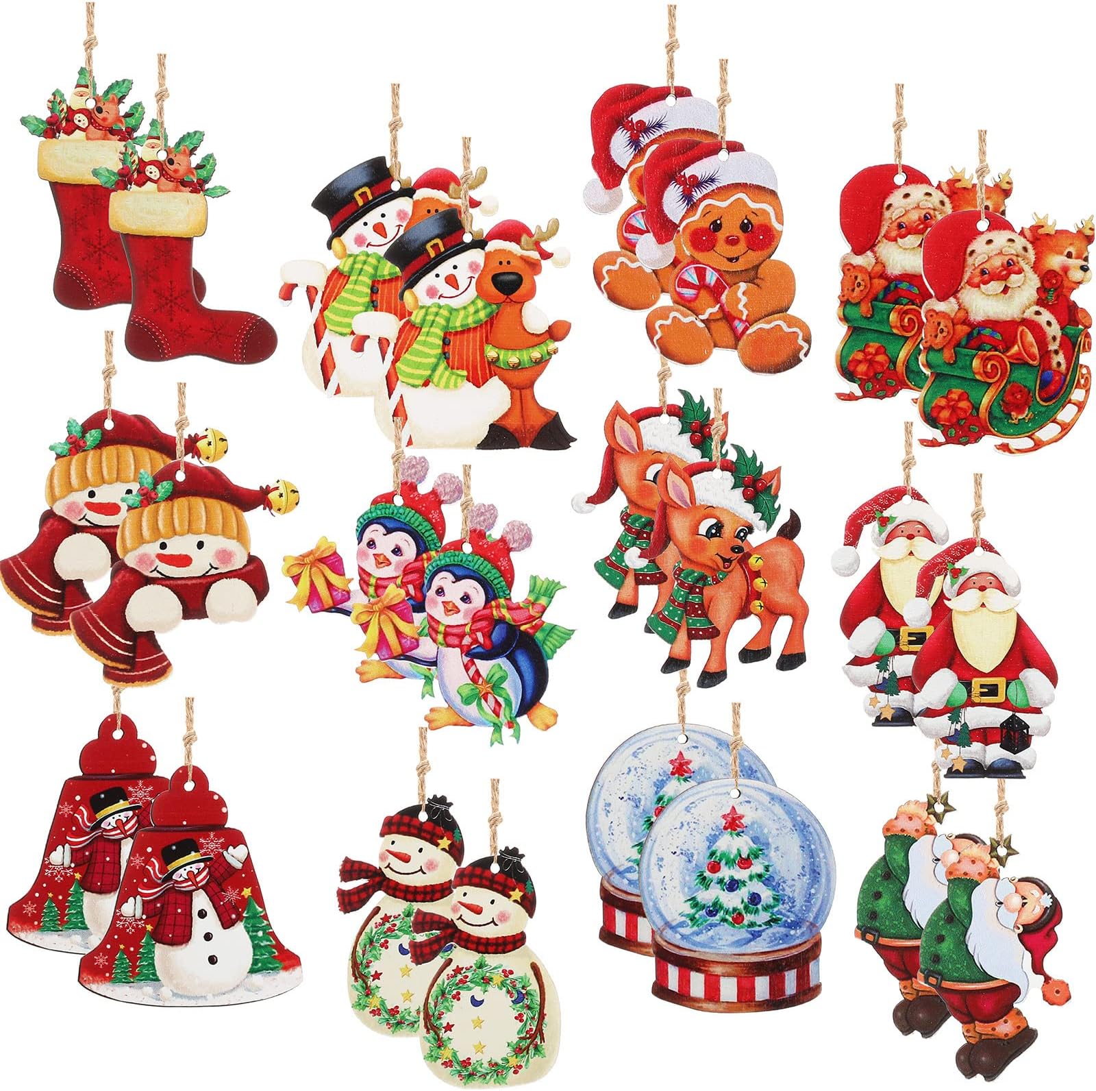 Amazon.com: 24 Pieces Christmas Winter Snowman Wood Ornaments Vintage ...