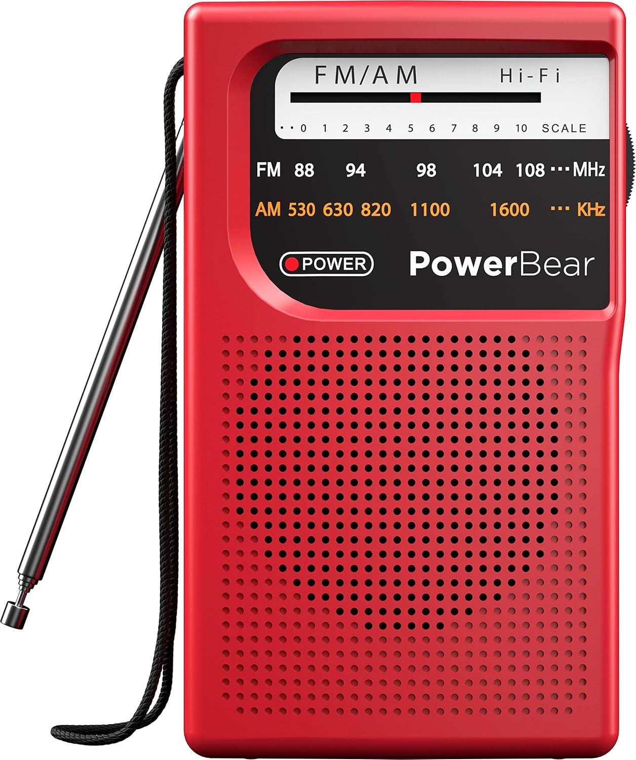 PowerBear Portable Radio | AM/FM, 2AA Battery Operated with Long Range ...