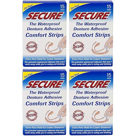 Amazon.com : Secure Denture Adhesive Comfort Strips, 15 Strips, Pack of ...