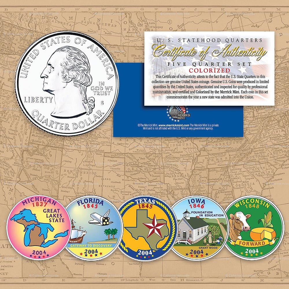 Amazon.com: 2004 Colorized Statehood Quarters â€“ Set of Five ...