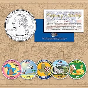 Amazon.com: 2004 Colorized Statehood Quarters â€“ Set of Five ...