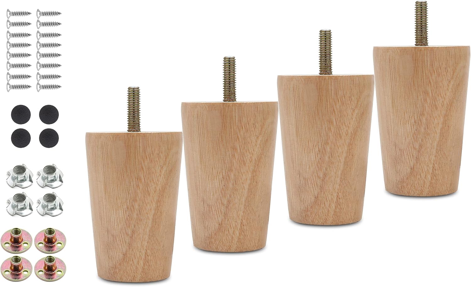 Amazon.com: Seimneire 4pcs 3.1 Inch Wood Furniture Legs, Straight ...