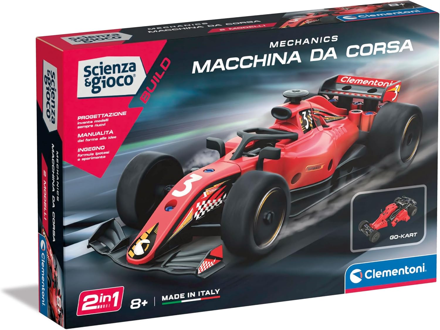 Clementoni- Scienza E Gioco Build-Macchina Modellino Corsa da Costruire ...