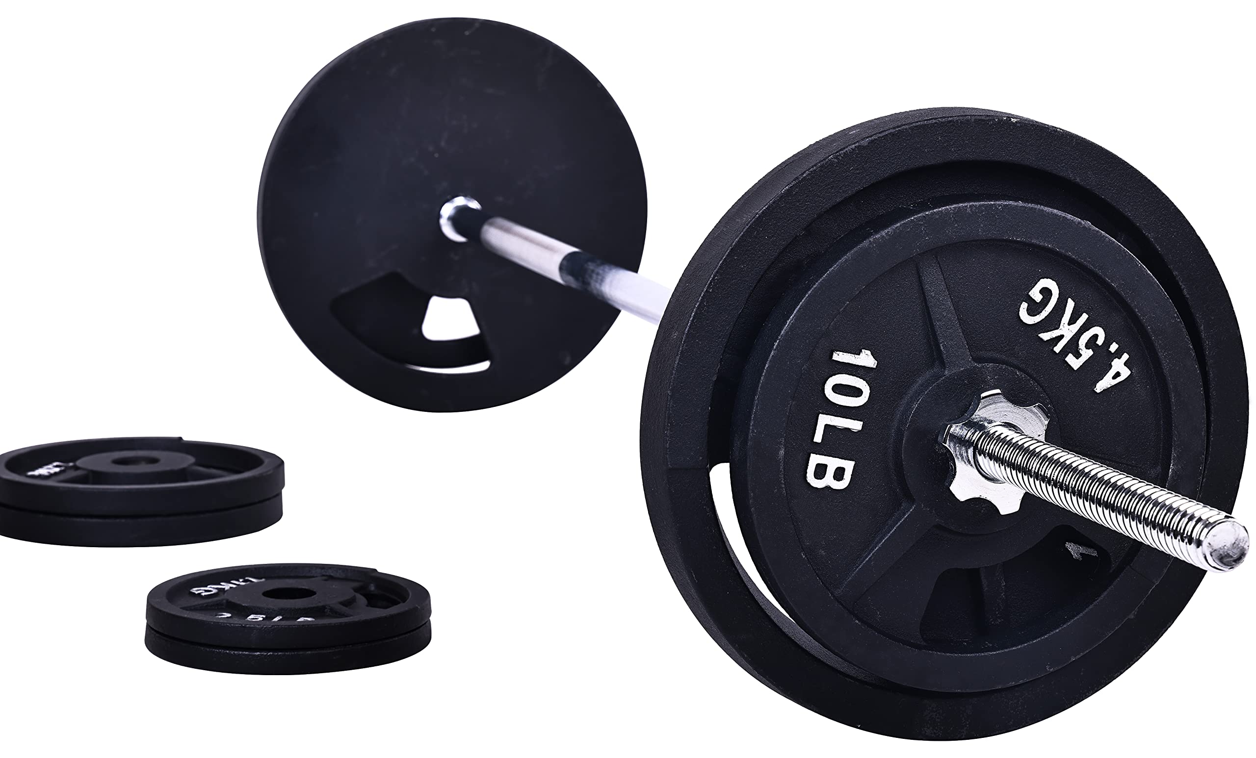 Signature Fitness Cast Iron Standard Weight Plates Including 5FT ...