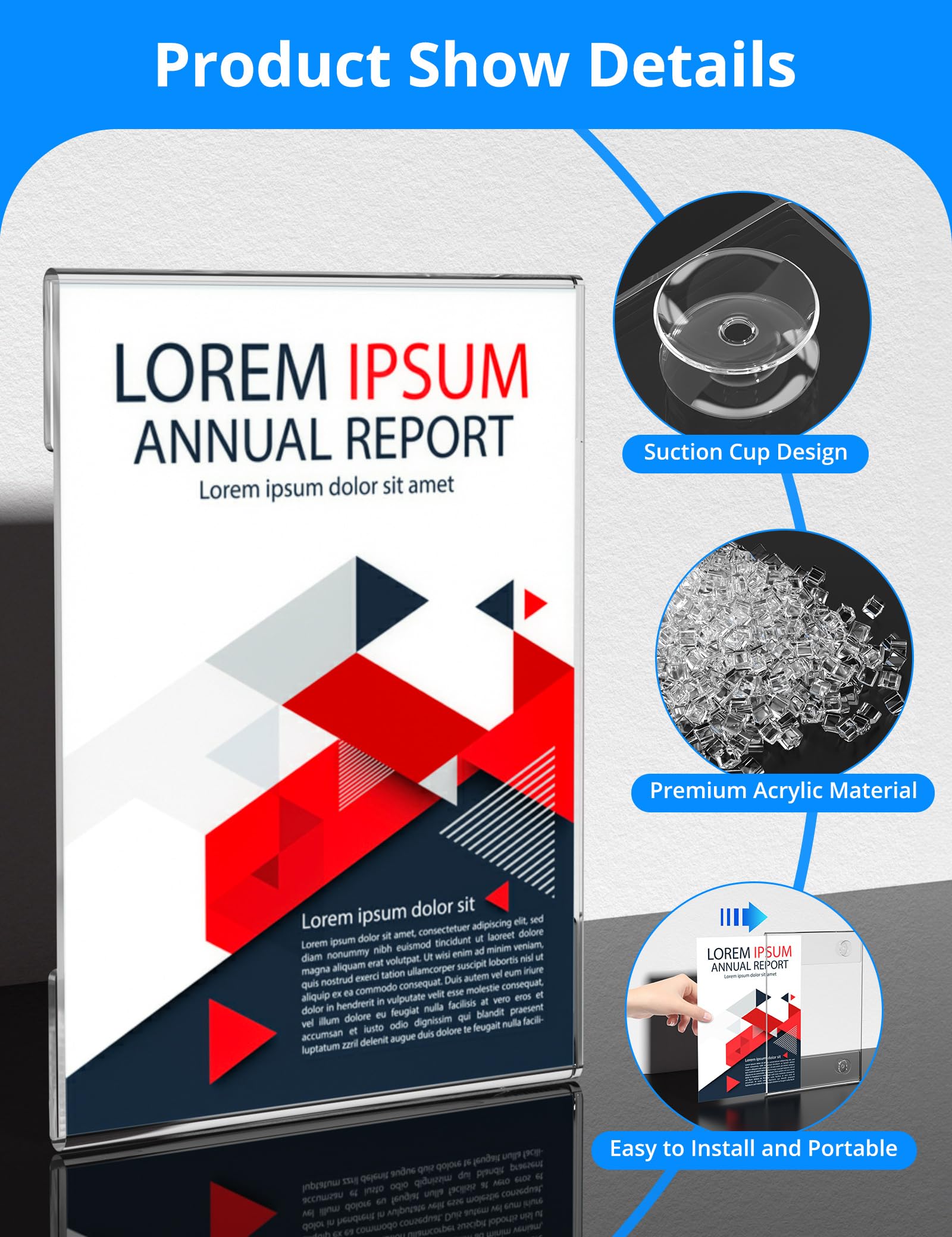 NIUBEE Acrylic Window Sign Holder with Suction Cup 8.5 X 11, Clear ...