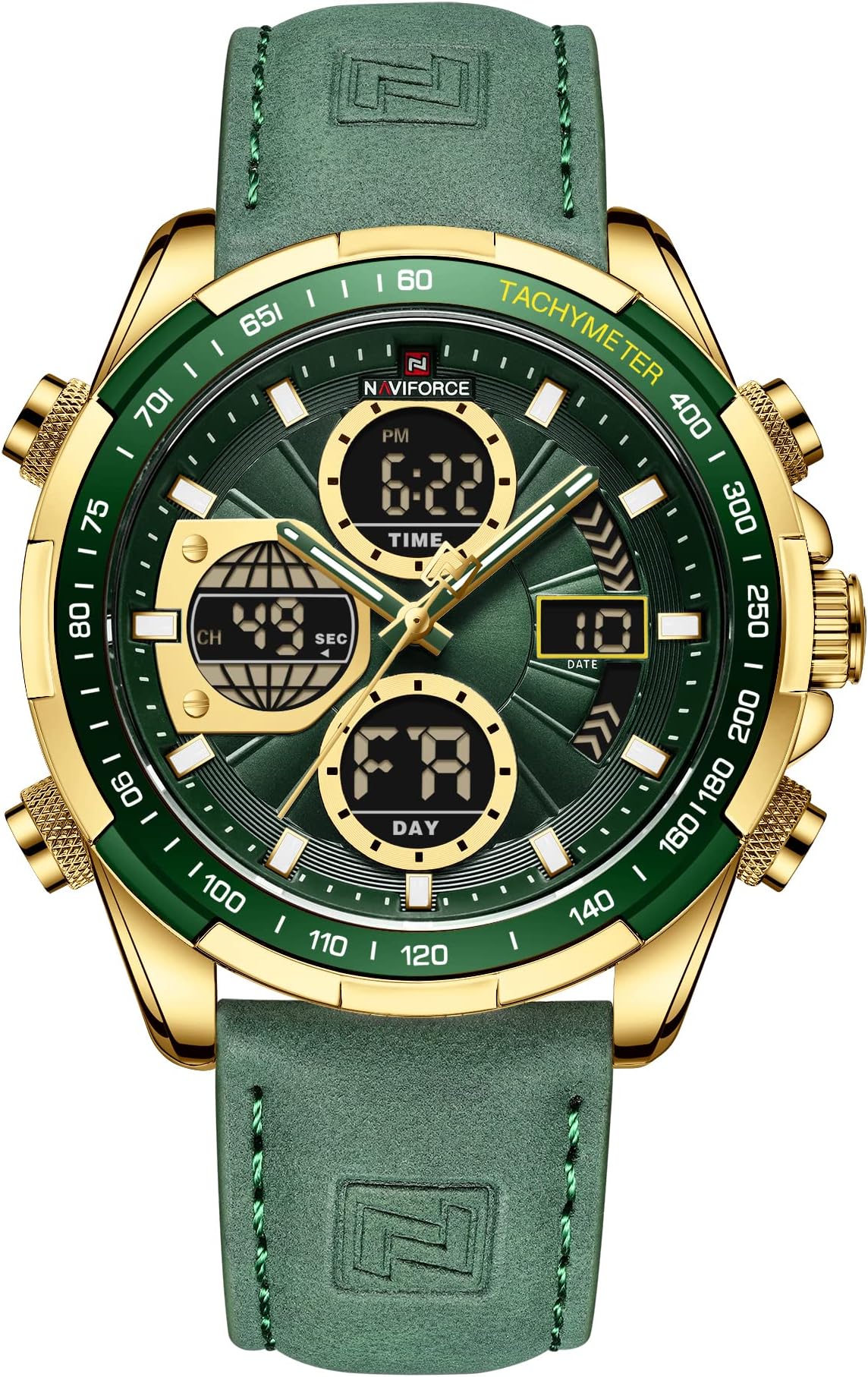 NAVIFORCE 9197L-Ggngn Men's Military Digital Watches Analog Quartz ...