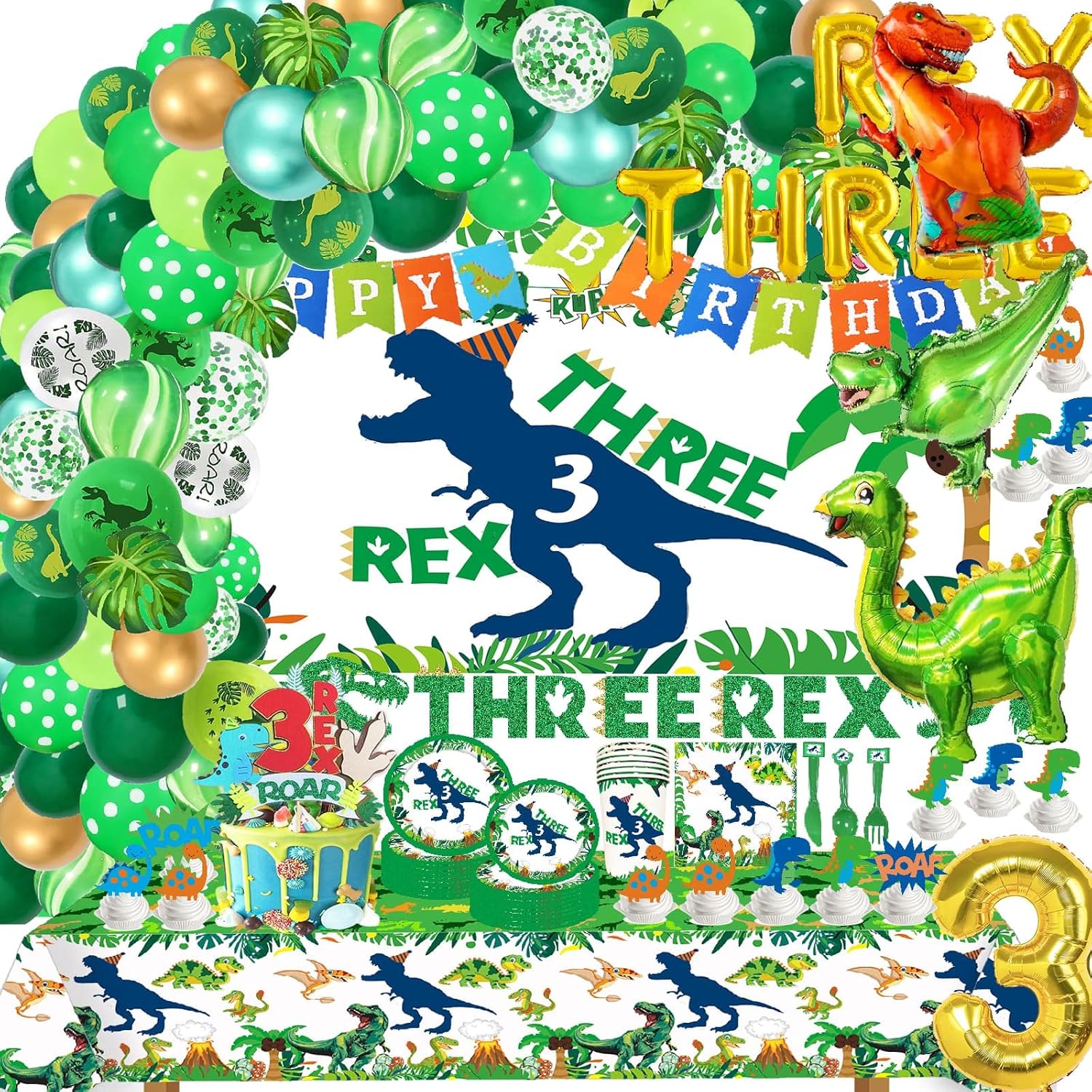 Amazon.com: Three inspired Rex Birthday Party Decorations Dinosaur ...