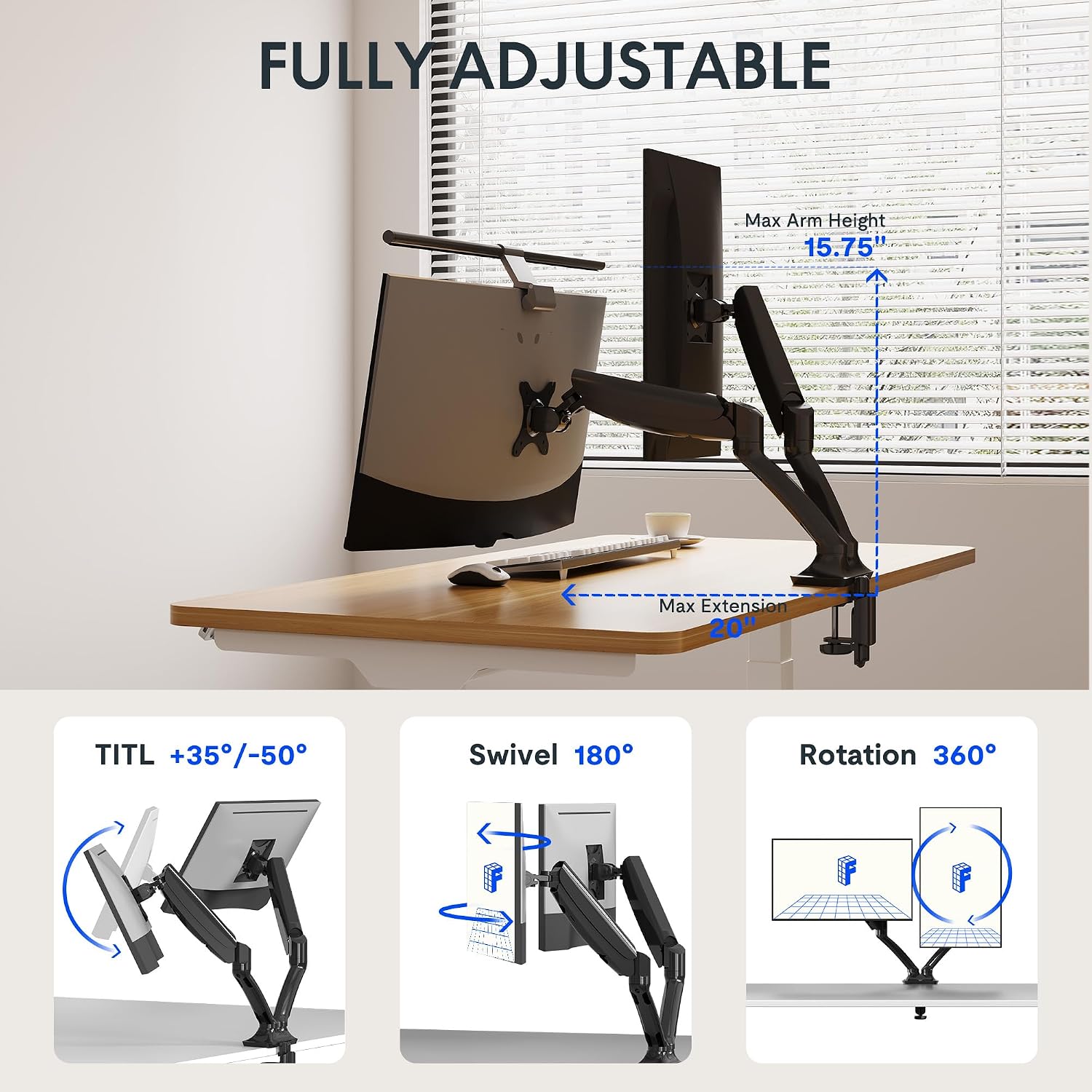 FlexiSpot Dual Monitor Stand for Desk Adjustable Australia | Ubuy