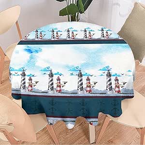 Amazon.com: Nautical Lighthouse Tablecloth - 36" Round Tablecloths for ...