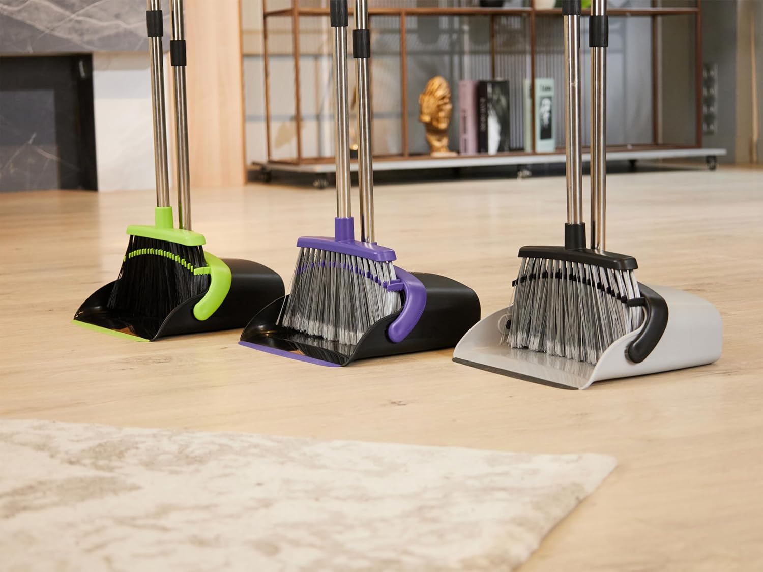 Amazon.com: Large Broom and Dustpan Set, 3-Pack Heavy Duty Dustpan and ...