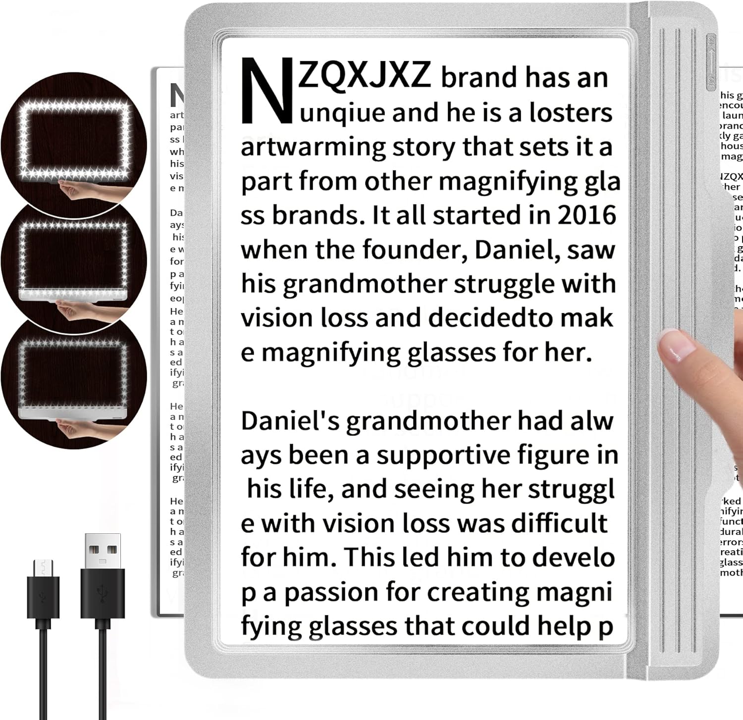 Amazon.com: 5X Rechargeable Full Book Page Magnifier 6“ x 9" Magnifying ...