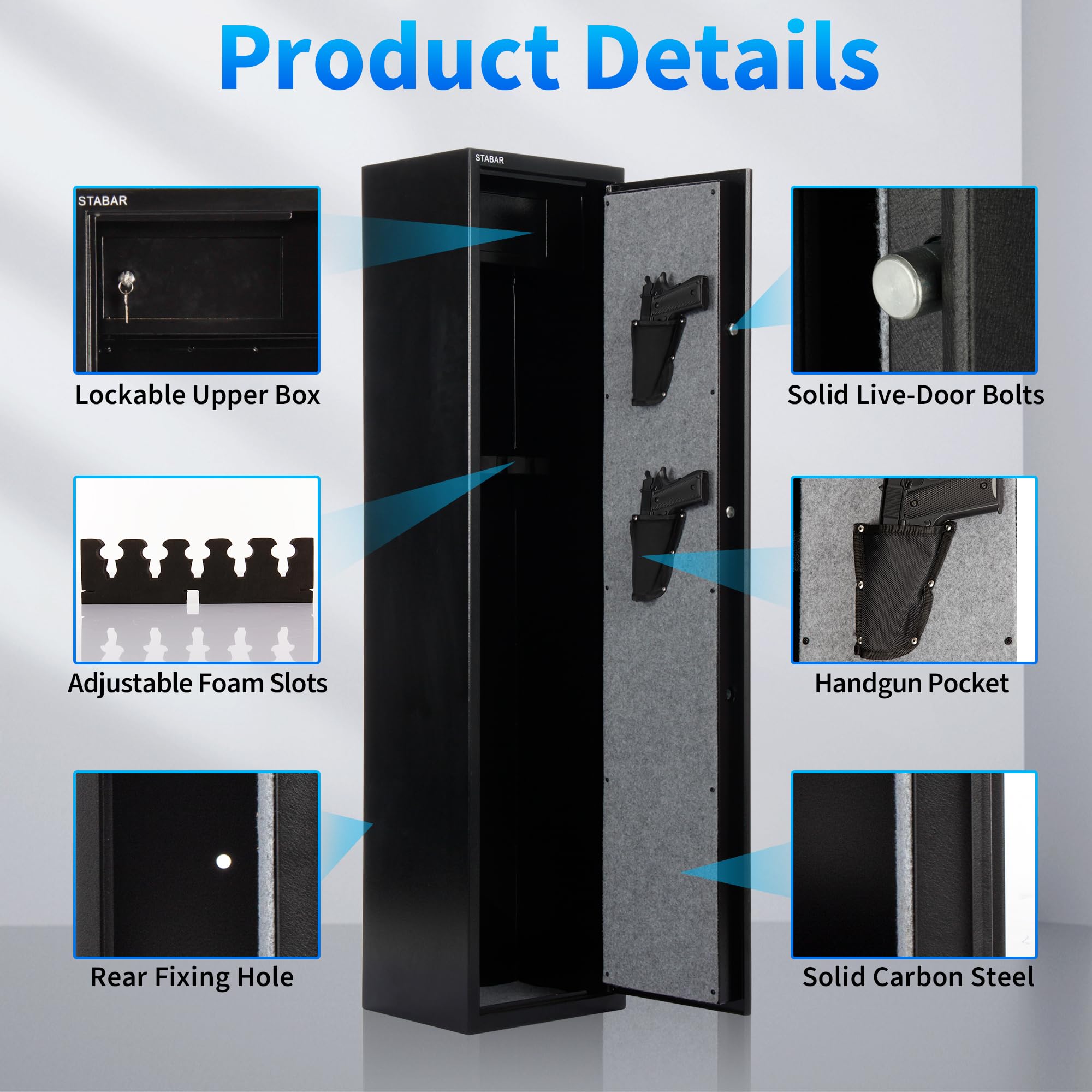 Snapklik.com : STABAR Rifle Safe For 5 Guns, Heavy-Duty Long Gun Safe