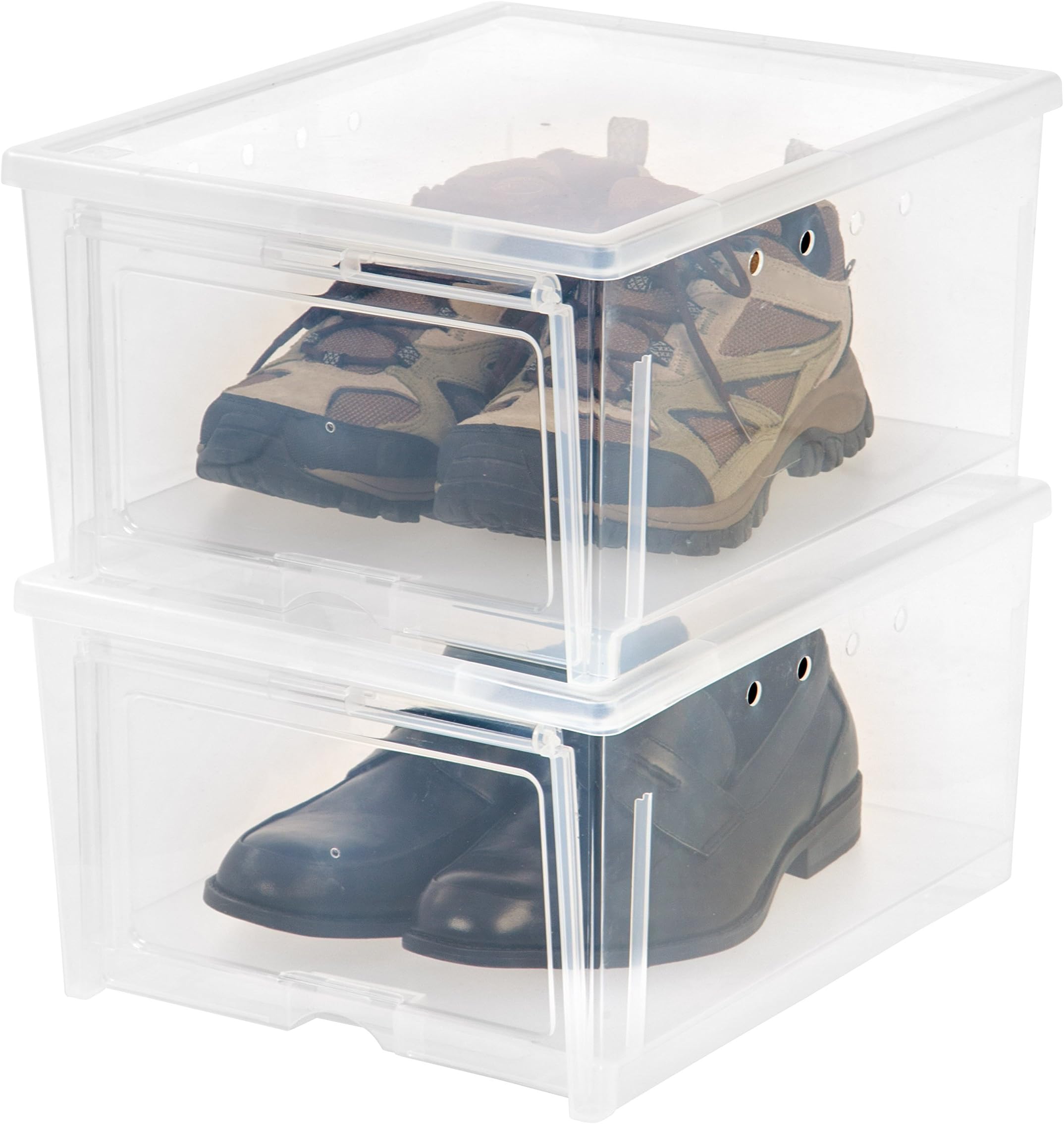 Amazon.com: mDesign Stackable Plastic Closet Storage Container Shoebox ...